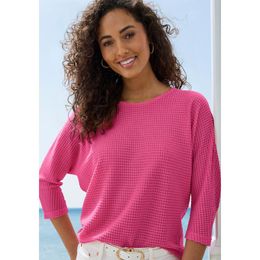 Vivance Damen 3/4-Arm-Shirt &raquo;aus b&uuml;gelfreiem Waffelstrick&laquo; aus b&uuml;gelfreier Strickqualit&auml;t pink 36/38
