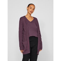 Vila Strickjacke »VIRIL OPEN L/S KNIT CARDIGAN - NOOS« Plum Perfect Detail:DARK MELANGE L L Feinstrick Cardigan von Vila