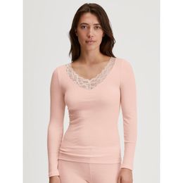 Calida Longsleeve »Silky Wool Joy« zarte Spitzen-Details, wärmend, weich, leichter Glanz pearl blush L (48/50) L (48/50) Damen-Shirt von Calida
