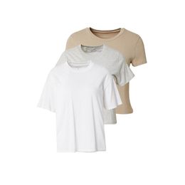Abercrombie & Fitch Abercrombie & Fitch T-Shirt 'ESSENTIAL' Damen Größe S beige / graumeliert / weiß