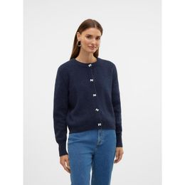 Véro Moda VERO MODA Strickjacke »VMFIONA LS SHORT BUTTON CARDIGAN GA BOO« mit Wolle und Stretch Navy Blazer Detail:MELANGE W. BOW BUTTON S S Cardigan von...