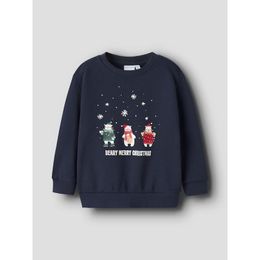 name it Sweatshirt »NMMVISMAS LS NREG SWEAT BRU« Navy Blazer Print:Bear 116 116 Sweater von name it für Jungen
