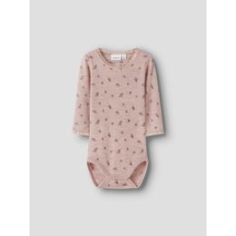 name it Langarmbody »NBFWANG WOOL NEEDLE LS BODY NOOS« aus reiner Merinowolle Shadow Gray AOP:Small flowers 62 - N-Gr N-Gr 62 Kuscheliger...