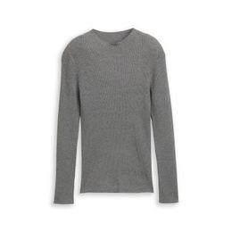 Tom Tailor Denim Damen Tight Fit Strickpullover, grau, Meliert, Gr. M