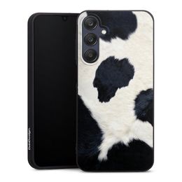 DeinDesign Galaxy A25 5G Handy Premium Silikon Hülle Handyhülle schwarz Case Animal Look Cow Skin Animal Print Silikon Premium Case