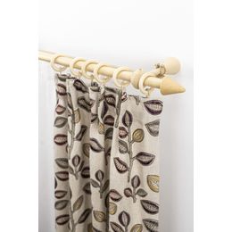 Gardinenstange Garesa "Evi", beige (natur), L:320cm, Holzwerkstoff, Gardinenstangen, Vorhanggarnitur Holz, verl&auml;ngerbar, Wandmont.,mit Ringe/2 Lauf Gleiter
