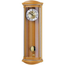 Funk-Pendelwanduhr AMS "F5080/16", braun (erlefarben), Wanduhren, Damen, B/H/L: 26cm x 12cm x 82cm, Quarzuhr, Holz-/Glasgeh&auml;use, Erle,Esszimmer,Wohnzimmer,Made in Germany