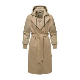 Winterjacke Marikoo "Tjadee", Damen, Gr. S, beige (sand beige), Obermaterial: 90% Polyacryl, 8% Viscose, 2% Elasthan; Innenmaterial: 100% Polyester; Futter: 100% Polyester, Jacken, Langer Wickelmantel