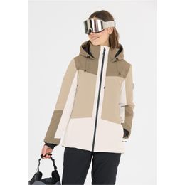 Skijacke WHISTLER "Kingland", Damen, Gr. 40, beige, wei&szlig;, 100% Polyester, mehrfarbig, normal, ohne Ausschnitt, Jacken Skijacke, in atmungsaktiver Qualit&auml;t