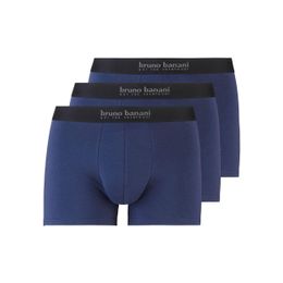 Boxershorts Bruno Banani "Short 3Pack Energy Cotton", Jungen, Gr. M, blau (navy), Obermaterial: 93% Baumwolle, 7% Elasthan, kontrastfarbene Details, körpernah, Unterhosen, mit Schriftzug am Bund