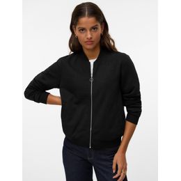 Véro Moda Bomberjacke VERO MODA "VMKIMIKO LS SHORT JERSEY BOMBER NOOS", Damen, Gr. S, schwarz, Jersey, Obermaterial: 88% Polyester, 12% Viskose, unifarben, kurz, Rippbündchen, Jacken