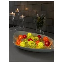 Konstsmide LED-Lichterkette "Weihnachtsdeko", bunt, Dioden 16 Stk. Flammen 16 Stk., Kabellänge 3m x Gesamtlänge 6m, Lichterketten, LED Dekolichter, bunte Baumwollkugeln, klein, 16 warm weiße Dioden