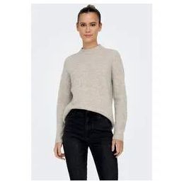Strickpullover Only "ONLCAMILLA O-NECK L/S PULLOVER KNT", Damen, Gr. S, beige (pumice stone detail:melange), Strick, Obermaterial: 74% Polyacryl, 24% Polyester, 2% Elasthan, meliert, unifarben, regular fit, Rundhals, Rippbündchen, Pullover