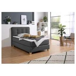 Boxspringbett Home Affaire, grau (anthrazit), B:138cm L:209cm, Komplettbetten, Boxspringbett, inklusive Komfortschaum-Topper
