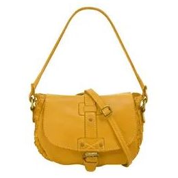 Umhängetasche CLUTY, Damen, Gr. B/H/T: 23cm x 17cm x 4cm onesize, gelb, Leder, Taschen, echt Leder, Made in Italy