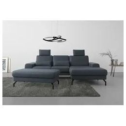 Sit & More Ecksofa SIT & MORE "Cinturo L-Form", blau (dunkelblau), B:283cm H:91cm T:175cm, Sofas, inklusive Sitztiefenverstellung und Federkern, Sitzhöhe 48 cm