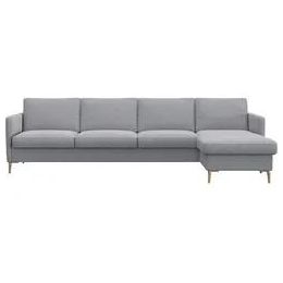 Ecksofa FLEXLUX "Fiore, L-Form, bequem und komfortabel durch hochwertigem Sitzaufbau", grau (sophisto gre), B:280cm H:85cm T:159cm, Sofas, schmale Armlehnen, Kaltschaum, Füße Alu+ Eiche