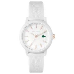 Quarzuhr Lacoste "Lacoste 12.12 LADIES", wei&szlig;, Armbanduhren, Damen, Quarzuhr, Armbanduhr, Damenuhr, Mineralglas, analog, Silikonarmband