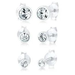 Ohrring-Set Elli "Stecker 925 Silber, mit Kristallen von Swarovski", silber, Ohrringe, Damen, onesize,mit Steinen, Silber 925 (Sterlingsilber)