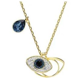 Kette mit Anh&auml;nger Swarovski "Symbolica B&ouml;ser Blick magisches Auge", blau (gelbgoldfarben, metallfarben, blau,schwarz,kristallklar), Halsketten, Damen, Metall, L: 45, mit Swarovski Kristall