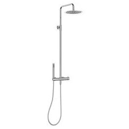Stangenbrause-Set MARWELL "Classico", silber (chrome), H:118cm T:7cm, Edelstahl, Brausegarnituren, Edelstahl Regendusche, 88-118x20cm, mit höhenverstellbarer Duschstange