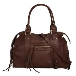 FORTY&deg; Shopper FORTY, Damen, Gr. B/H/T: 38cm x 25cm x 14cm onesize, braun, Leder, leicht gl&auml;nzend, unifarben, Taschen Shopper, echt Leder, Made in Italy
