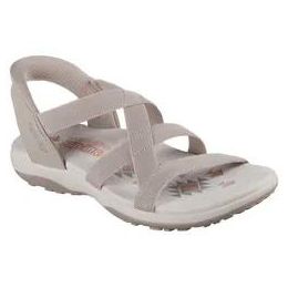 Sandale Skechers "REGGAE SLIM-STRETCH FLEX", Damen, Gr. 41, grau (taupe), Lederimitat, Textil, Schuhe, Flats, Trekking Sandale mit Slip-ins Funktion
