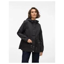 V&eacute;ro Moda Parka VERO MODA "VMPAISLEY PARKA JACKET NOOS", Damen, Gr. XS, schwarz, Web, Obermaterial: 100% Polyester, unifarben, regular fit h&uuml;ftbedeckend, Jacken Parka, mit Taillen-Kordelzug