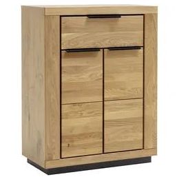 Schuhschrank MCA LIVING "Greno Kommode", braun (eichenfarben), B:80cm H:105,5cm T:40cm, Holzwerkstoff, Massivholz, Schränke, 2 Holztüren, 1 Schubkasten, FSC-Mix