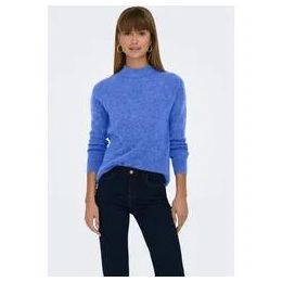 Strickpullover Only "ONLCAMILLA O-NECK L/S PULLOVER KNT", Damen, Gr. L, blau (ultramarine detail:melange), Strick, Obermaterial: 74% Polyacryl, 24% Polyester, 2% Elasthan, meliert, regular fit, Rundhals, Rippbündchen, Pullover