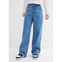 bonprix Extra Loose Fit Stretch-Jeans mit verstellbarem Bund Straight, blau, mit Baumwolle