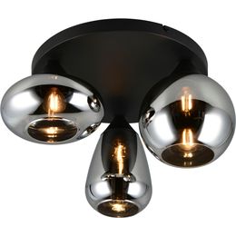 Trio LEUCHTEN Deckenleuchte "Lumina, Deckenlampe 3-flammig mit Glasschirm, exkl 3x E14, max 10W", schwarz matt rauchglas, 3, Ø 48,5cm H: 24,5cm, 1 Stk., Leuchten, Ø 49 cm Höhe 25 cm, spiegelnde Glas Lampenschirme in 3 modernen Formen