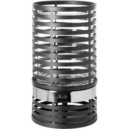 Windlicht Fink "MATERA", silber (schwarz, silberfarben), H:30cm Ø:18,5cm, Eisen, Glas, Kerzenhalter, Windlichtsäule aus Eisen, mit Glaszylinder, Höhe ca. 30 cm