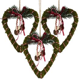 Dekohänger CREATIV HOME "Weihnachtsdeko", grün, B:15cm H:20cm, Kunststoff, Dekohänger, in Herzform, aus Deko-Tannenzweigen, Höhe ca. 20 cm