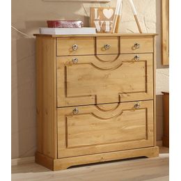 Schuhkommode Home Affaire "Klera", beige (gebeizt, geölt), B:81cm H:93cm T:37cm, FSC-zertifiziertes Massivholz, Sideboards, Breite 81 cm, aus massiver Kiefer, FSC-zertifiziert