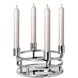 Tablett Fink "MODENA, Spiegeltablett", silber (silberfarben), H:13,5cm &Oslash;:28,5cm, Aluminium, Edelstahl, Glas, Tabletts, Kranz f. Stabkerzen, Kerzent&uuml;llen demontierbar, &Oslash; 28,5 cm