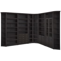 Bücherregal Home Affaire "Soeren", grau (anthrazit), H:220cm T:29cm, Regale, in 2 Höhen und 2 Tiefen, mit viel Stauraum