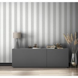 Vliestapete marburg "Striking Stripes", grau (anthrazit,grau), B:0,53m L:10,05m, Vlies, Tapeten, moderne Tapete für Wohnzimmer Schlafzimmer Küche