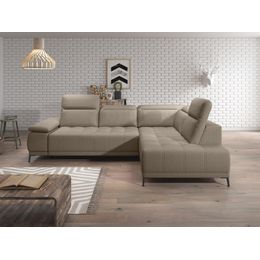 Ecksofa WERK2, B:204cm H:82cm T:278cmbeige, 100% Polyester, Wohnzimmer, Sofas, "Memo Focus-L, elektrisch erweiterbare Sitztiefe um ca. 30 cm,