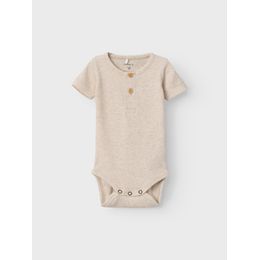 Kurzarmbody name it "NBMKAB SS BODY NOOS", Baby, Gr. 50, N-Gr, peyote melange (blank), Obermaterial: 57% Baumwolle, 38% Modal, 5% Elasthan, unifarben, regular fit normal, Rundhals, Bodys