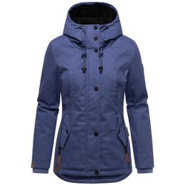 Winterjacke Marikoo "Bikoo", Damen, Gr. L (40), blau (lilablau), Oberstoff: 100% Baumwolle, Futter: 100% Polyester, Wattierung: 100% Polyester, Ärmelfutter: 100% Polyester, figurumspielend hüftbedeckend, hoch geschlossener Ausschnitt, Ärmel ohne Ärmelschlitz Rippstrickbündchen, Jacken, sportliche Damen Outdoor Baumwolljacke mit Kapuze, Topseller