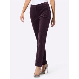 CRÉATION L Cordhose CREATION L, Damen, Gr. 24, Kurzgrößen, lila (aubergine), 78% Baumwolle, 20% Modal, 2% Elasthan, unifarben, Hosen