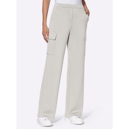 Jerseyhose Heine, Damen, Gr. 34, Normalgrößen, grau (hellgrau), 50% Modal, 44% Polyester, 6% Elasthan, unifarben, lang, Hosen