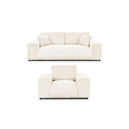 Polstergarnitur 2er-Set beige Maße (cm): B: 213 H: 79 Sofas > Sofas nach Material > Stoffsofas » Sofa DE