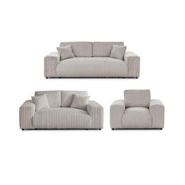 S-STYLE Polstergarnitur 3er-Set beige Ma&szlig;e (cm): B: 213 H: 79 Sofas > Sofas nach Material > Stoffsofas &raquo; Sofa DE