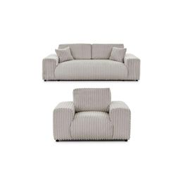 S-STYLE Polstergarnitur 2er-Set grau Ma&szlig;e (cm): B: 213 H: 79 Sofas > Sofas nach Material > Stoffsofas &raquo; Sofa DE