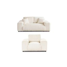 Polstergarnitur 2er-Set beige Maße (cm): B: 178 H: 79 Sofas > Sofas nach Material > Stoffsofas » Sofa DE