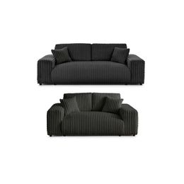 S-STYLE Polstergarnitur 2er-Set grau Ma&szlig;e (cm): B: 213 H: 79 Sofas > Sofas nach Material > Stoffsofas &raquo; Sofa DE
