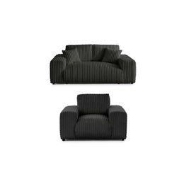 Polstergarnitur 2er-Set grau Maße (cm): B: 178 H: 79 Sofas > Sofas nach Material > Stoffsofas » Sofa DE