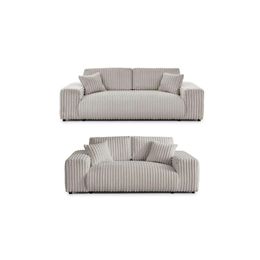 Polstergarnitur 2er-Set grau Maße (cm): B: 213 H: 79 Sofas > Sofas nach Material > Stoffsofas » Sofa DE